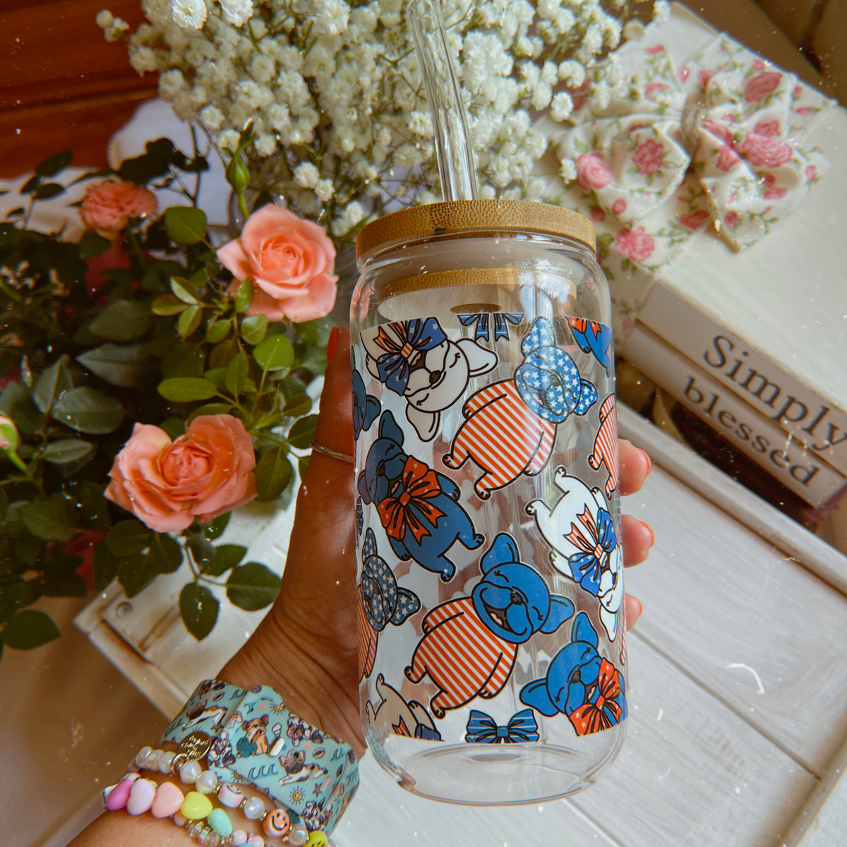 Frenchies & Freedom 16 Oz Glass Can – Frenchie Friends LLC