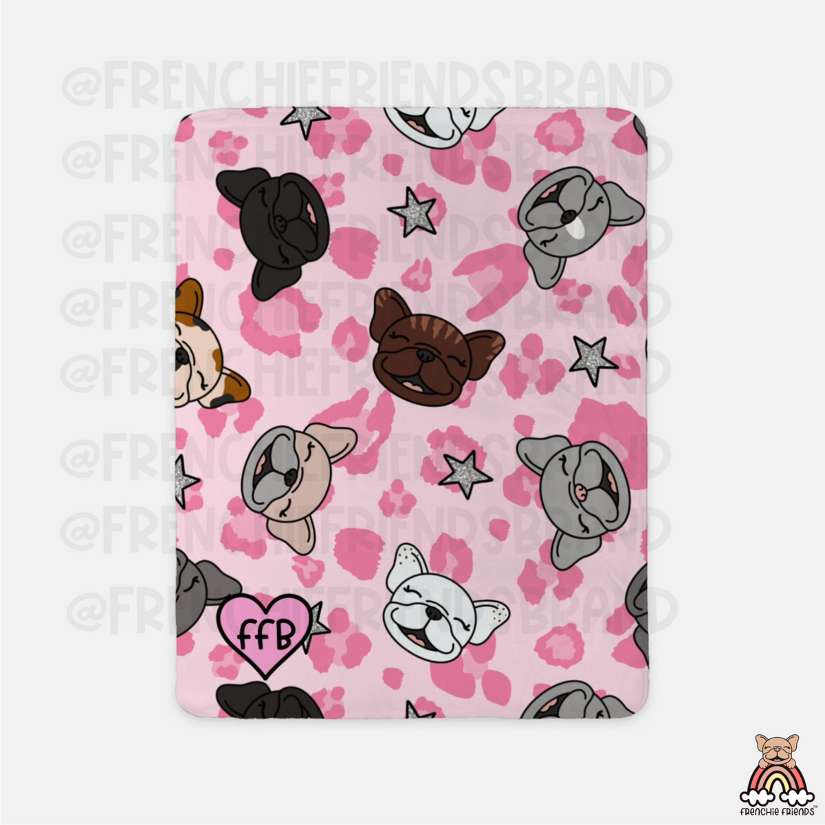 Leopard Frenchies Sherpa Blanket – Frenchie Friends LLC