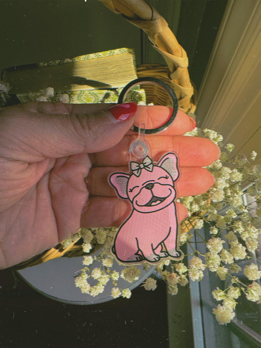 Pink Frenchie Acrylic Keychain – Frenchie Friends LLC