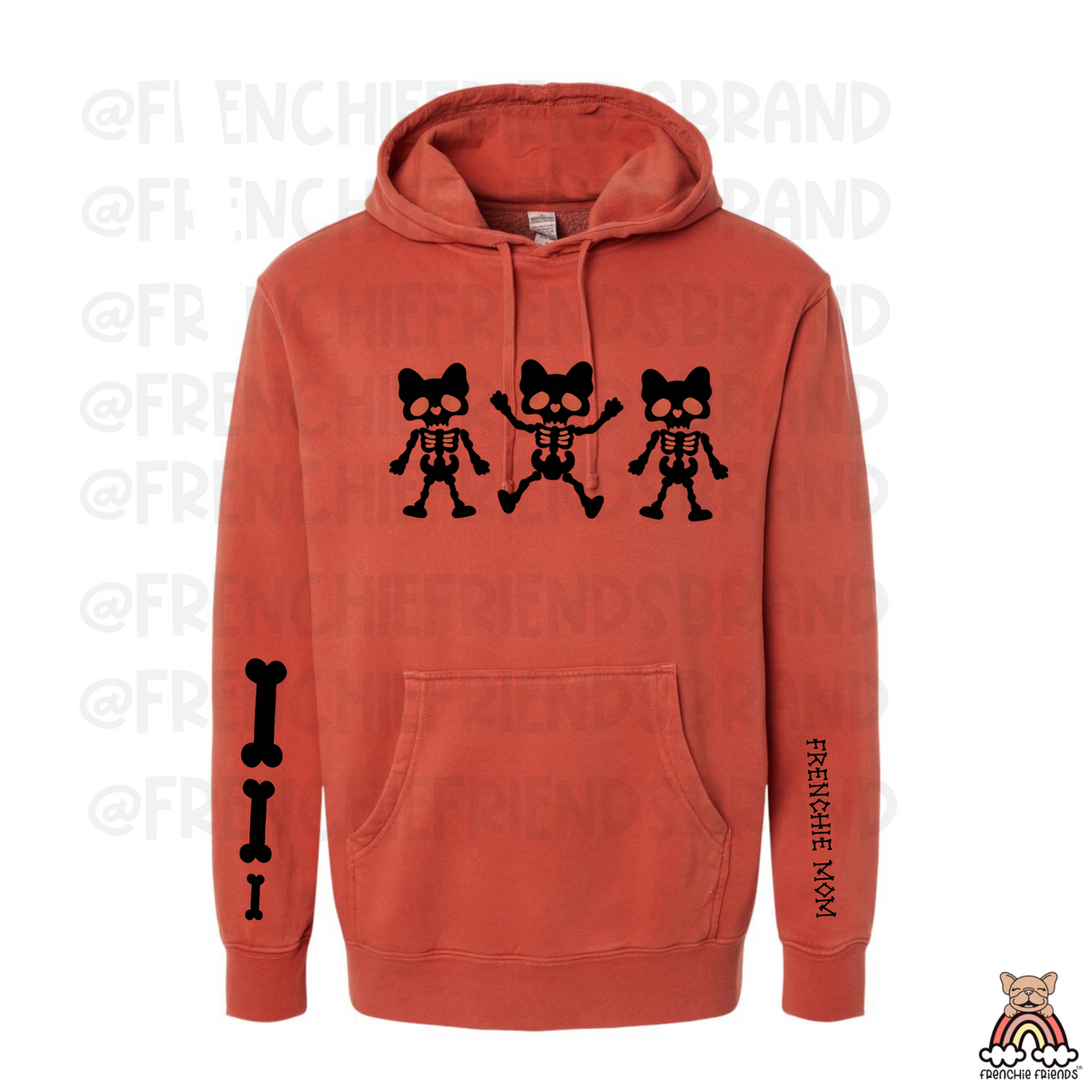 Dancing Skeleton Frenchie Embroidered Hoodie – Frenchie Friends LLC