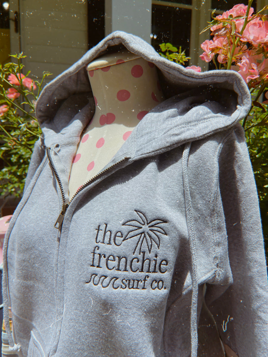 Surfing Frenchies Embroidered Full Length Womens Fit Hoodie – Frenchie ...