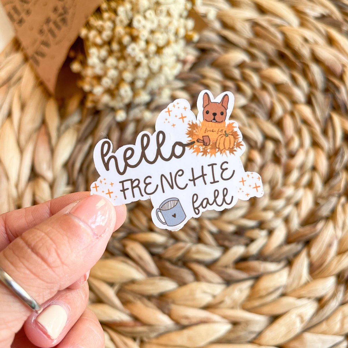 Hello Frenchie Fall Single Sticker – Frenchie Friends LLC