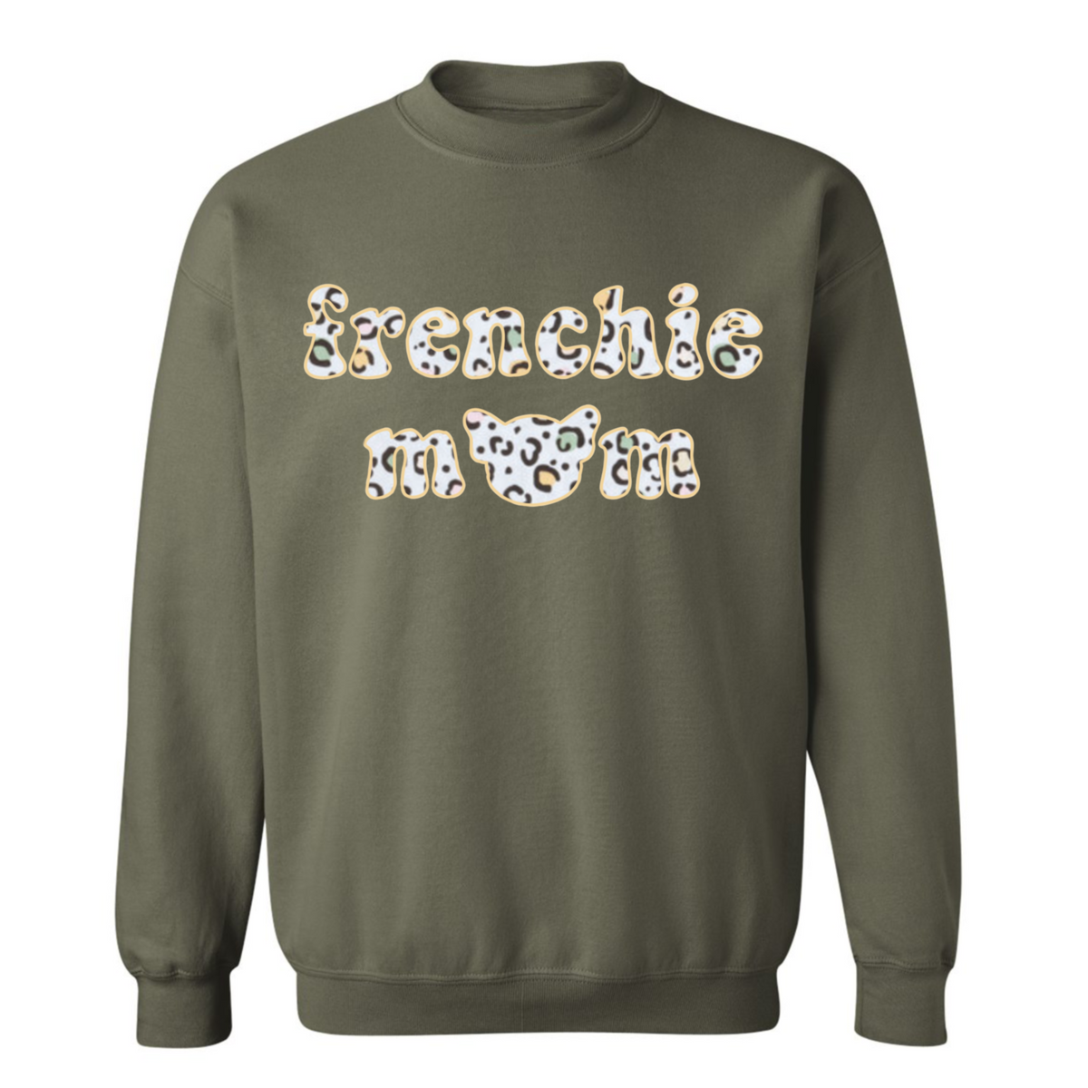 French Bulldog Embroidered Crewneck | Leopard Frenchie Mom Embroidered ...